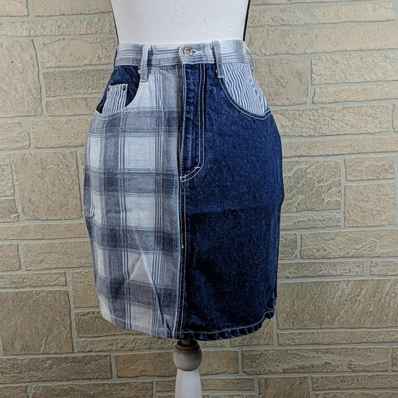 Neutral Zone | Skirts | Nwt Patchwork Denim Skirt Vtg Mini | Poshmark